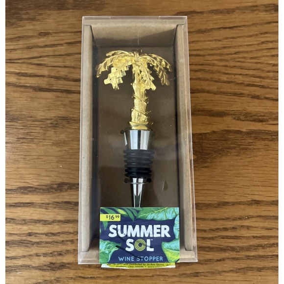 Summer Rio | Dining | Wine Cork Palm Tree Summer Sol Gold Stopper ...